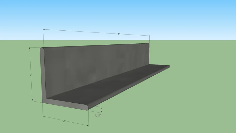 2' X 2' X 3/16' X 1' Length Angle Iron | 3D Warehouse
