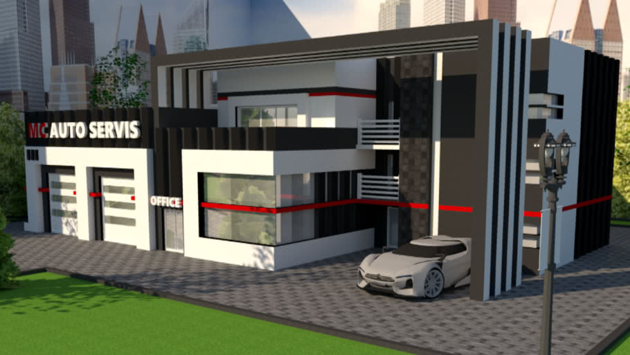 Car repair service and Home modern design | 3D Warehouse
