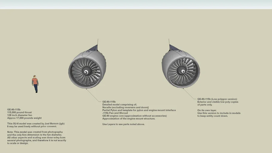 GE-90-115b Jet Engine (With some detail and a low-poly version) | 3D ...
