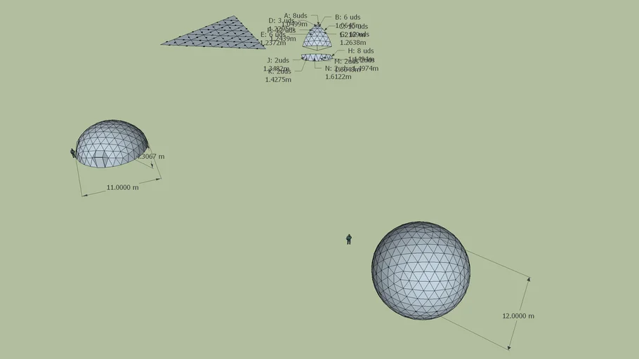 Variant of the 6v Geodesic dome 3v2v Dome | 3D Warehouse