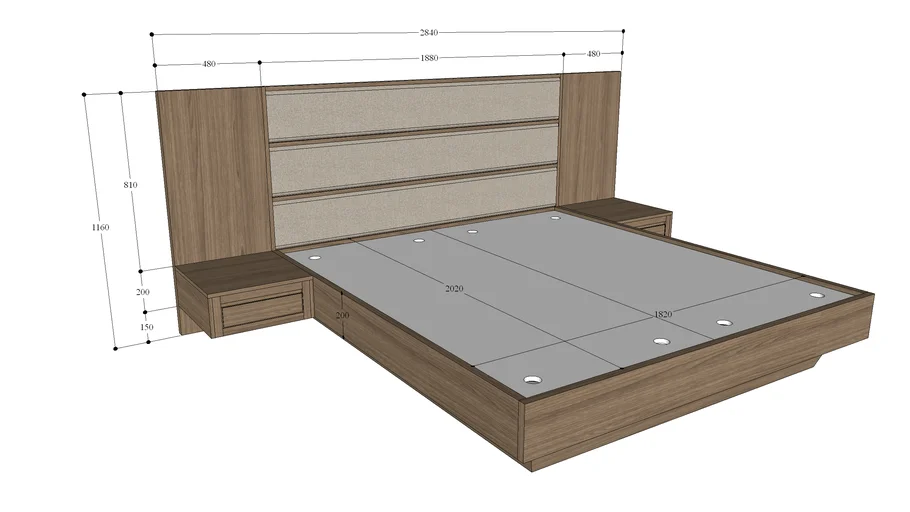Bed & Tab 1800 x 2000 | 3D Warehouse