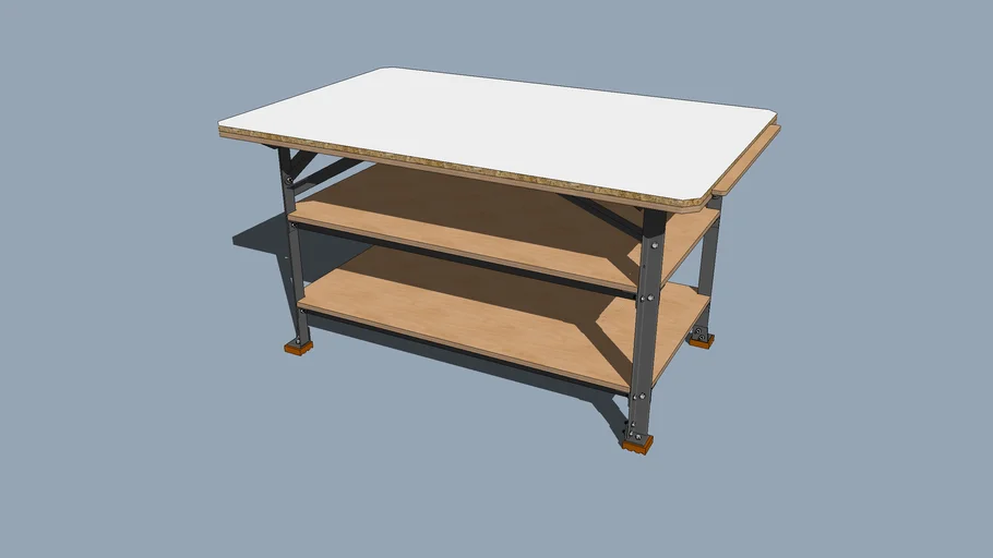 Heavy Duty Steel Frame Workbench, 42in x 66in x 36in | 3D Warehouse