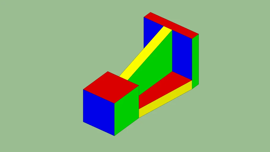 Sloping block in first angle orthographic projection | 3D Warehouse