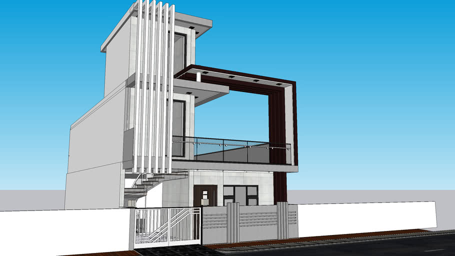Residence Modern Elevation 8m x 16 m | 3D Warehouse