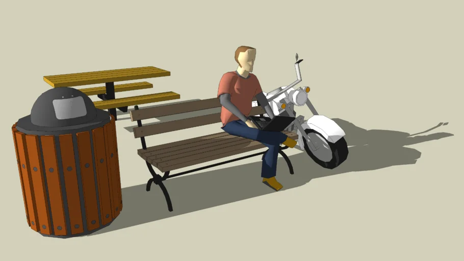 3D Bryce Sitting on a Bench with a Laptop | 3D Warehouse