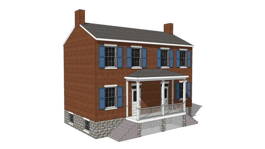 Greek Revival Two-Door House | 3D Warehouse