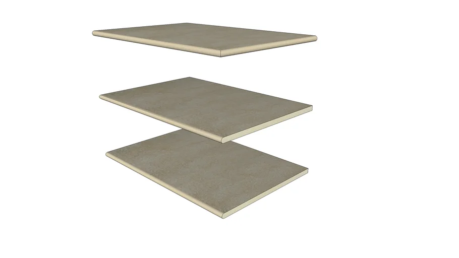 Golden Stone Porcelain Steps 748 x 500 x 20 mm Bullnose | 3D Warehouse