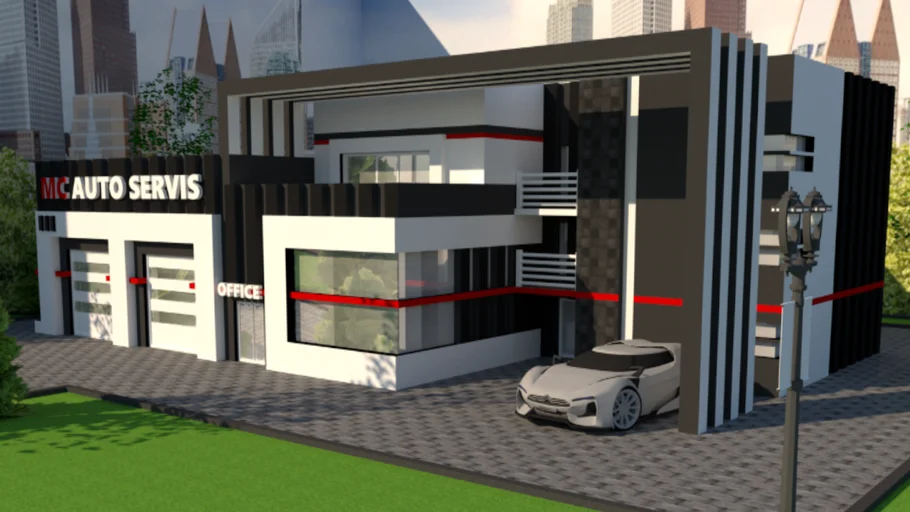 Car repair service and Home modern design | 3D Warehouse