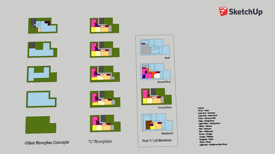 Laneway House Floorplan Concepts (bubble diagram) | 3D Warehouse
