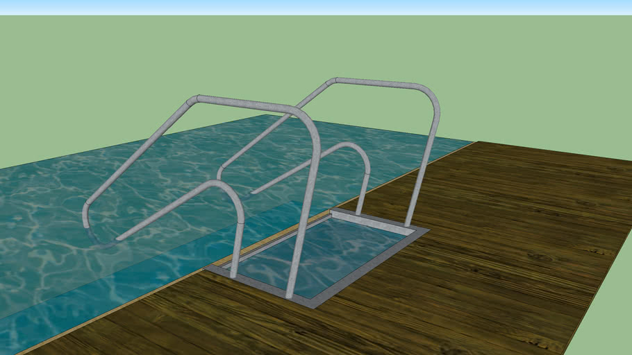Pool entrance handrails with foot bath | 3D Warehouse