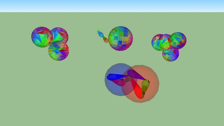 Unfinished Quark colour charge model, uud,ddu | 3D Warehouse
