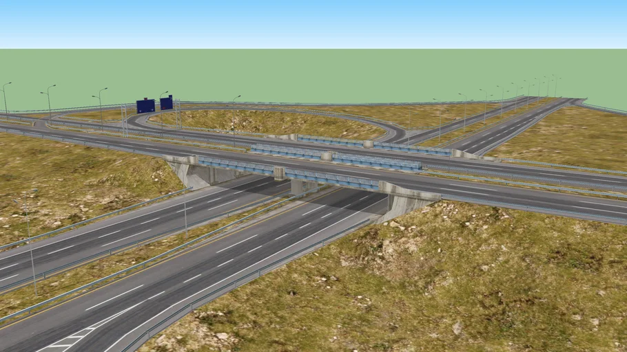 Partial cloverleaf interchange (Parclo A4) | 3D Warehouse