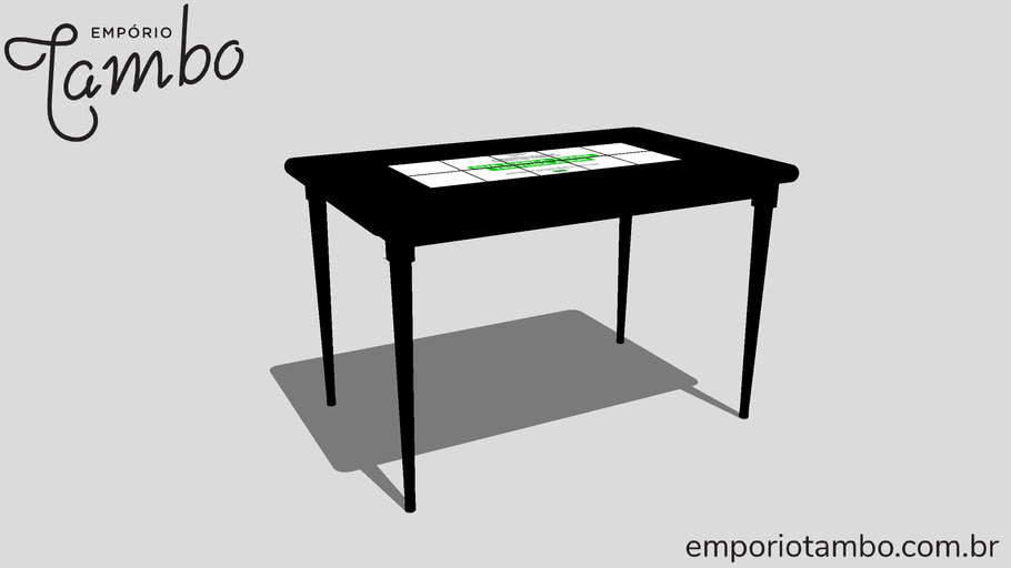 Mesa retangular preta de madeira com 10 azulejos 125x80 cm cozinha bar ...