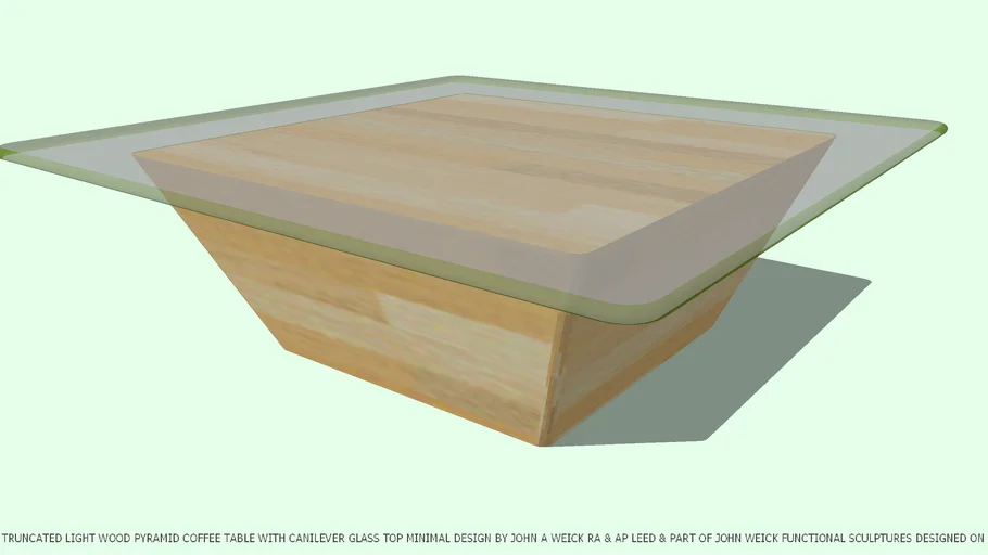 COFFEE TABLE LT WD TRUNCATED PYRAMID 48 GLASS TOP BY JOHN A WEICK RA ...