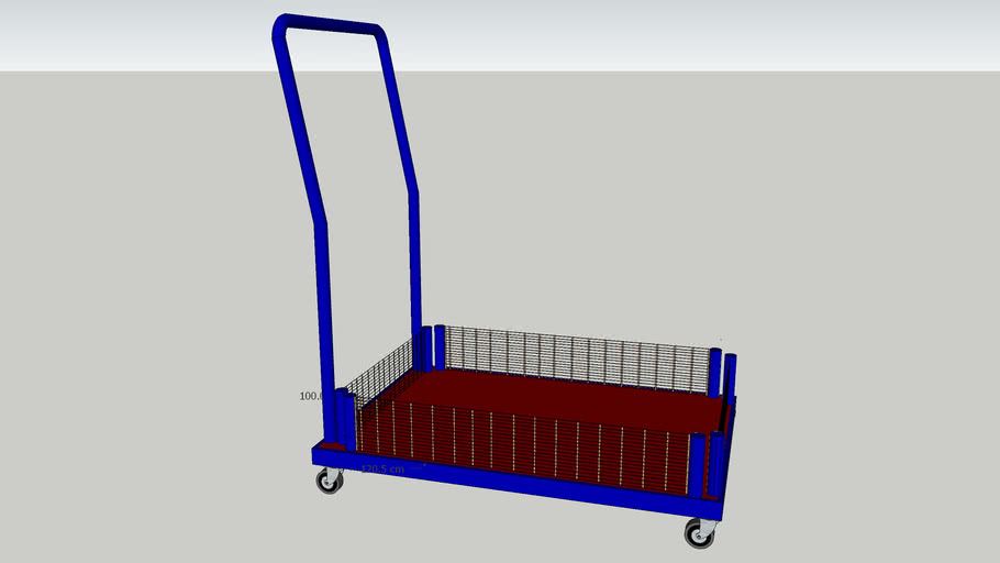 Carrito de metal con rueditas de empuje trasero. | 3D Warehouse