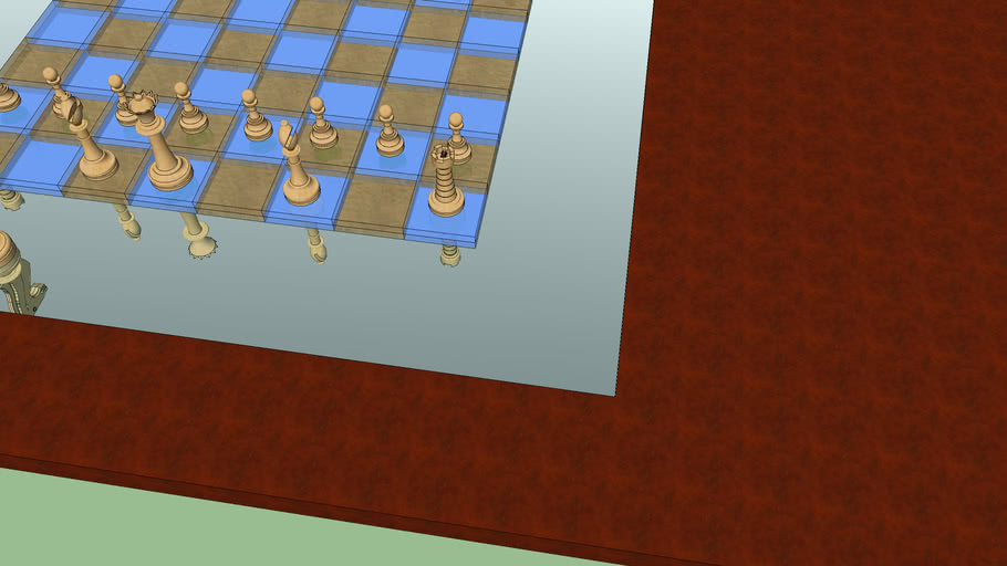 Chess set on reflective table | 3D Warehouse