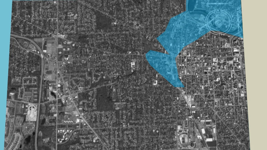 3D Atlas of Ann Arbor, Flood to the 820 foot contour. | 3D Warehouse