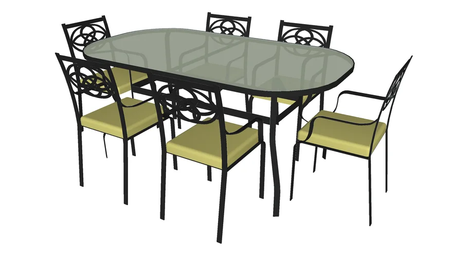 Landscape-Architecture_Exterior-Furniture_Glass-Oval-Table-Set | 3D ...