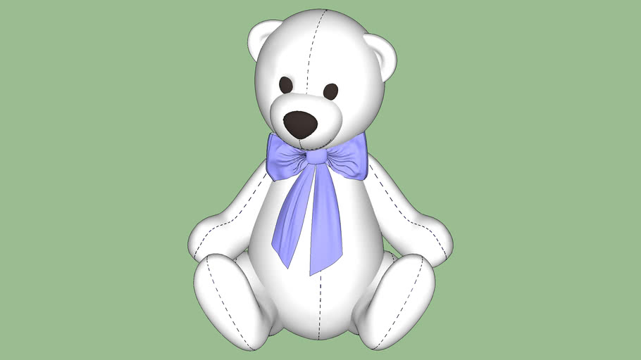 white teddy bear w/ blue bow | 3D Warehouse