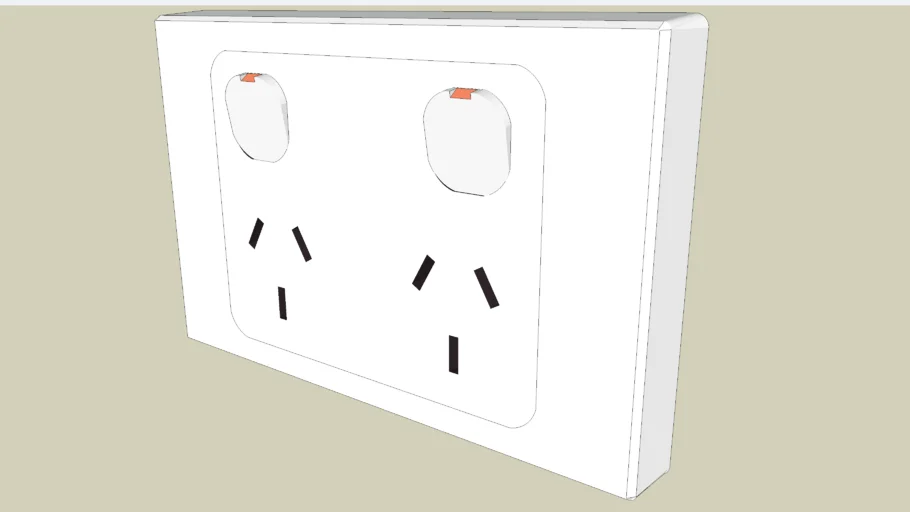 Power Point - Clipsal 2000 Wall Plate with 2 x Power Ports | 3D Warehouse