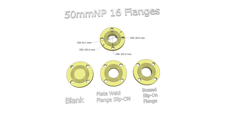 50mm Flange - Various NP16 | 3D Warehouse