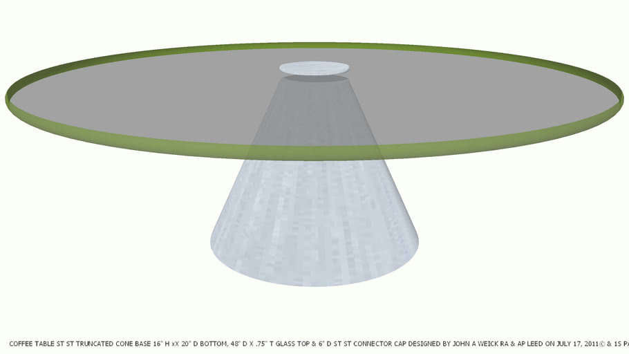 COFFEE TABLE TRUNCATED METAL CONE & GL DESIGNED BY JOHN A WEICK RA | 3D ...