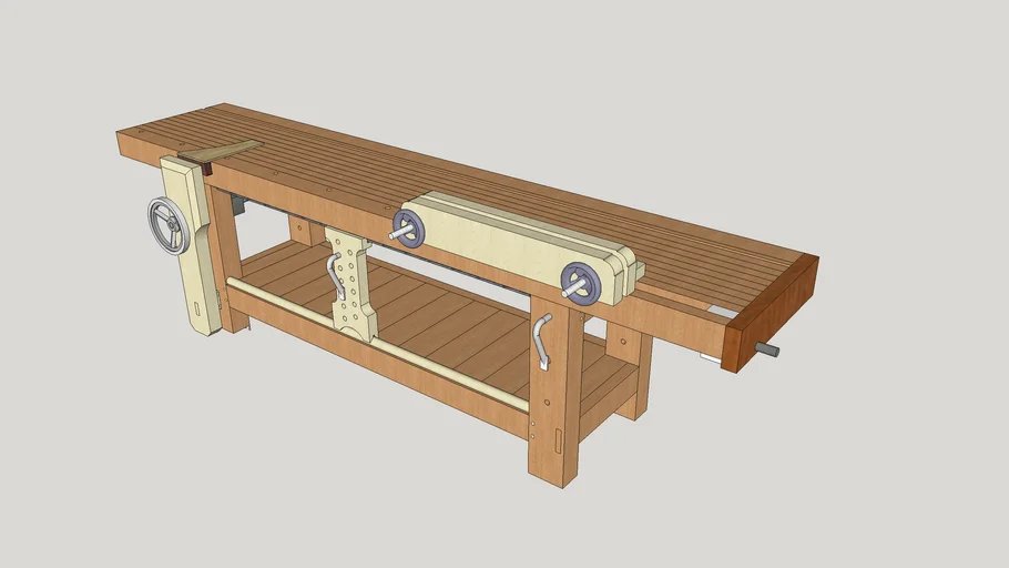 Long Bench with Hovarter Leg and Wagon Vises | 3D Warehouse