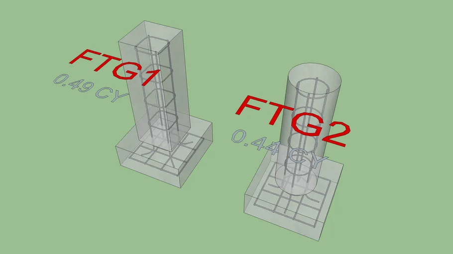 Column Footings with Piers and Rebar | 3D Warehouse