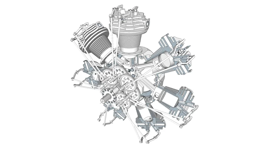 Valve control system on Radial engine | 3D Warehouse