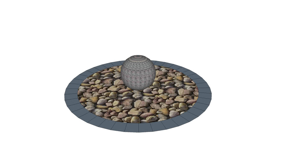 stone ball water feature in cobble circle with brick edge by Mike ...