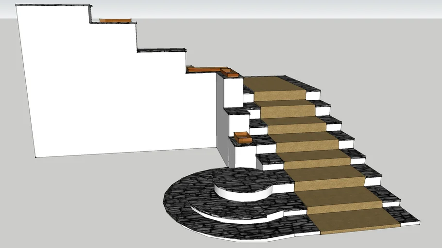 stairs with black granite and carpet | 3D Warehouse
