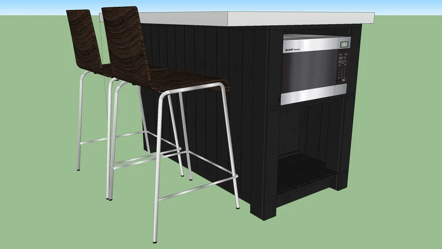 Custom Kitchen Island with Concrete Countertop | 3D Warehouse