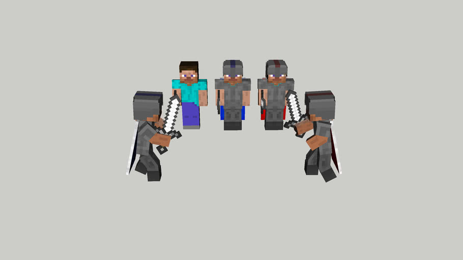 Minecraft skin Steve and knight armors with articulations | 3D Warehouse