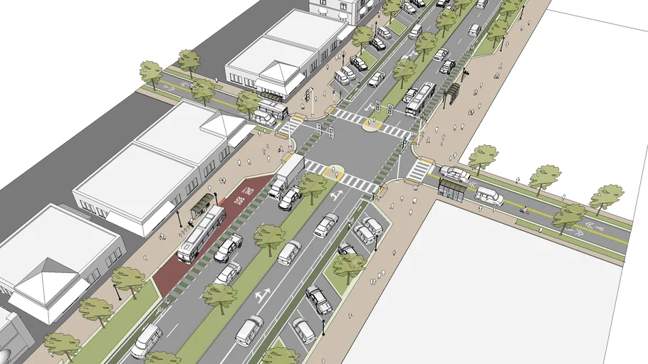 Intersection - Rural Town (No Parking) | 3D Warehouse