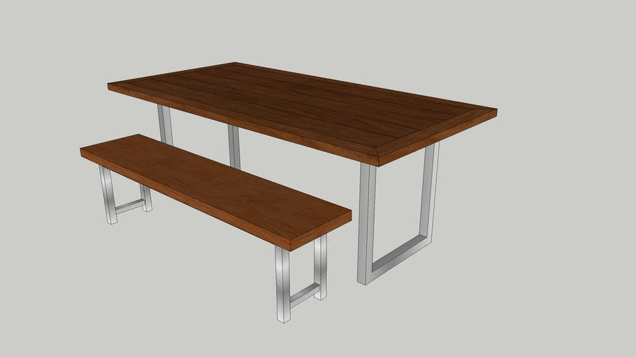 Dining Table with Bench.skp | 3D Warehouse