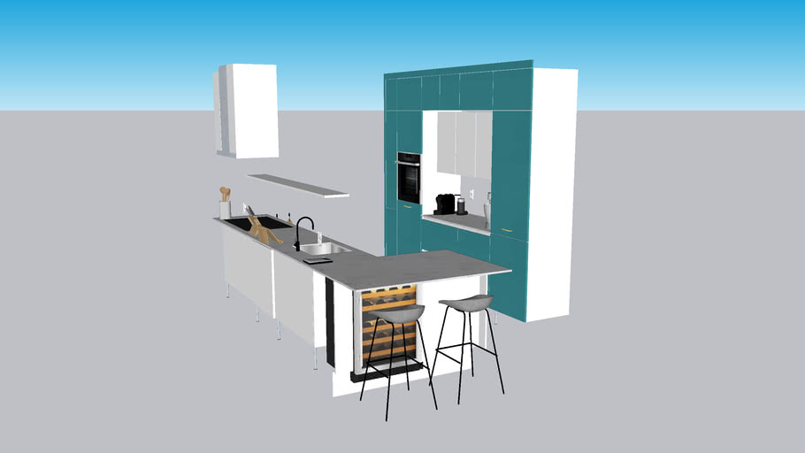 L shape kitchen handle-free handles | 3D Warehouse