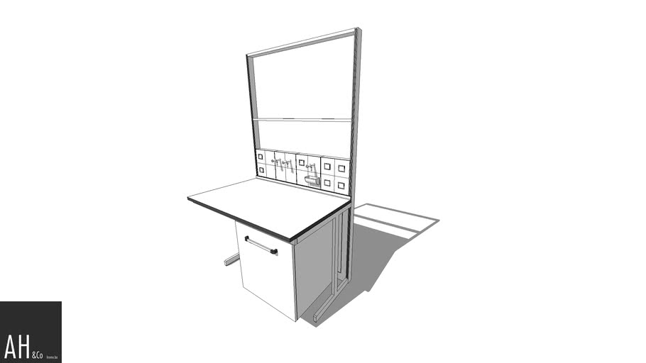 Laboratory casework - Wall Worktop with single Door | 3D Warehouse