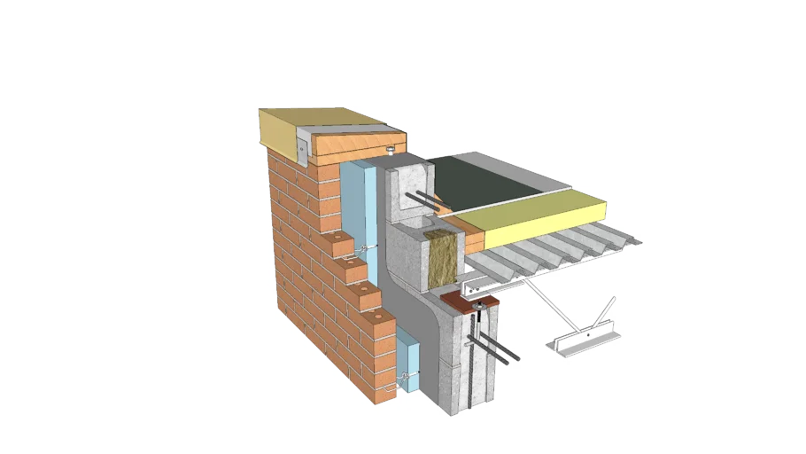 01.030.0904 Top of Wall Detail - Anchored Brick Veneer CMU Backing ...