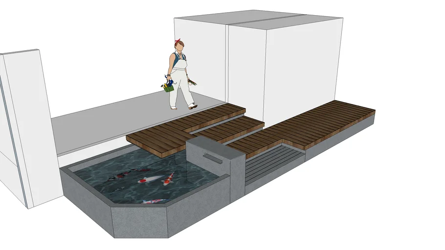 Koi pond and front of house deck by Pooh | 3D Warehouse