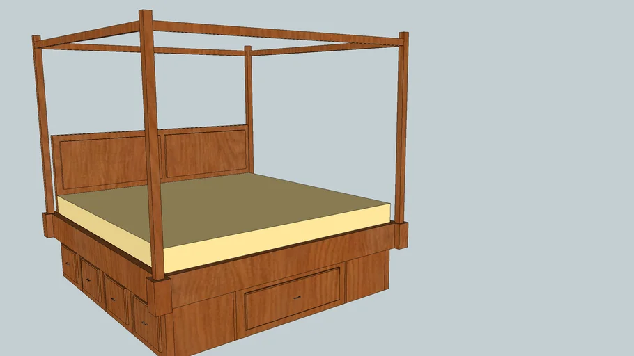 pencil post king size bed the drawers | 3D Warehouse