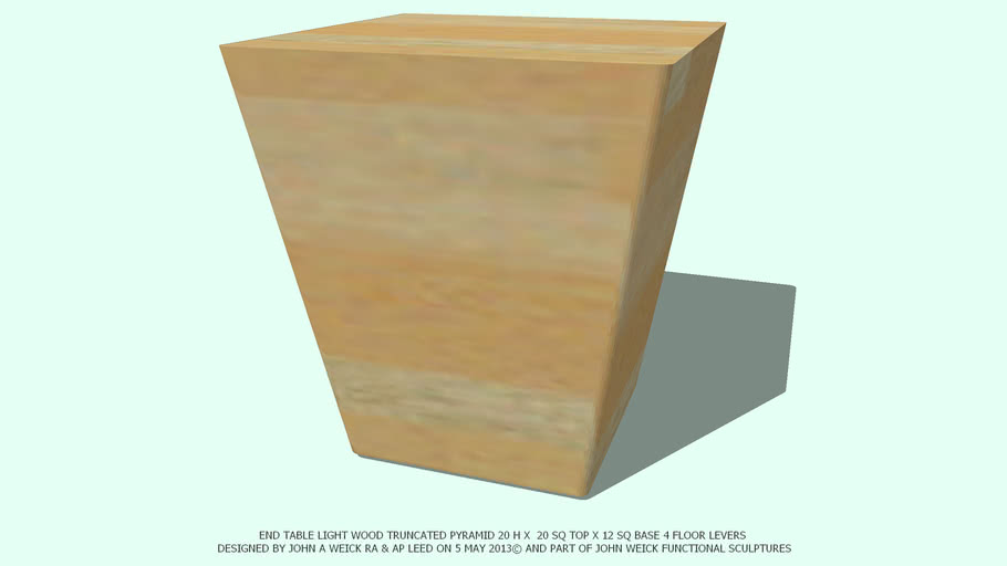 END TABLE 20 LIGHT WOO TRUNCATED PYRAMID NO ADDED TOP BY JOHN A WEICK ...
