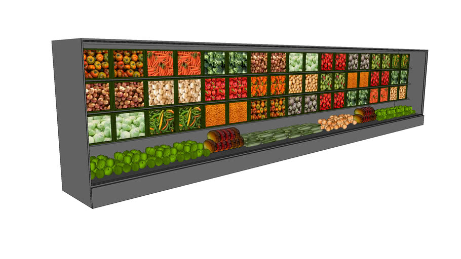 Supermarket fruits and vegetables long fridge | 3D Warehouse