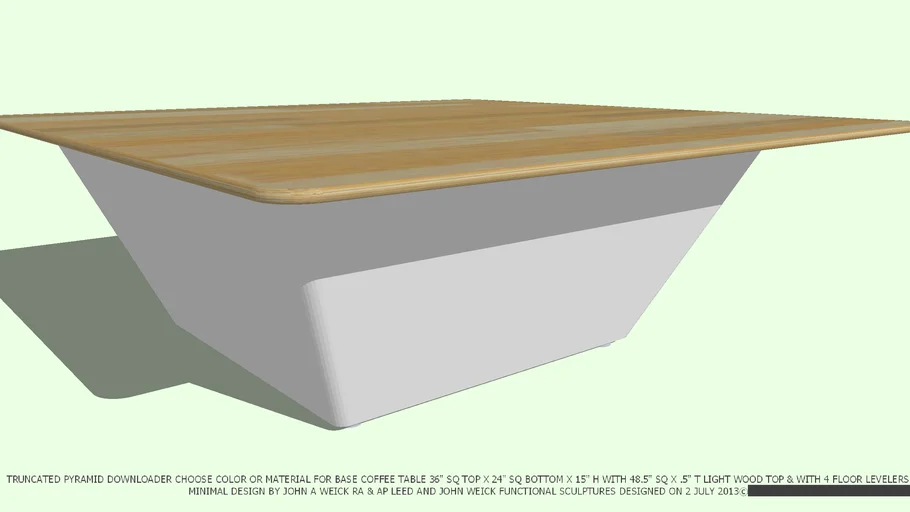 COFFEE TABLE TRUNCATED PYRAMID NO COLOR 48 LT WD TOP BY JOHN A WEICK RA ...