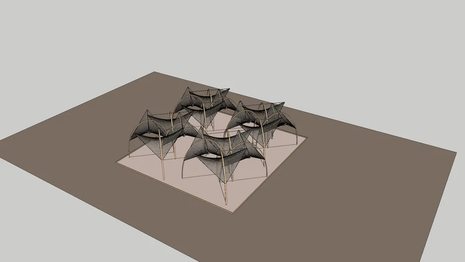 Bowtegrity Tension Frame (Modified) Hyperbolic Parobloid Translucent Tensile Mesh Canopy | 3D ...