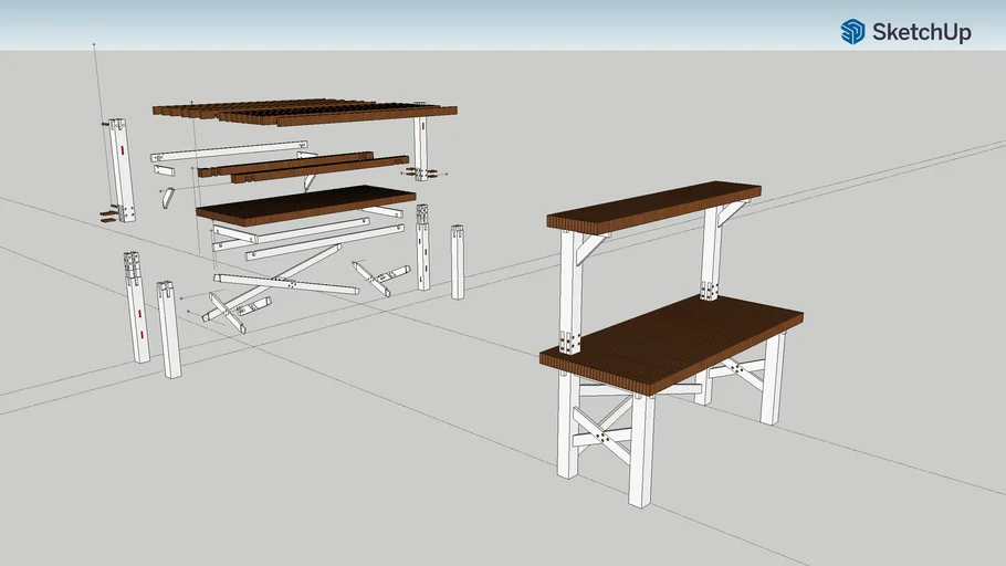 Workbench with upper shelf | 3D Warehouse