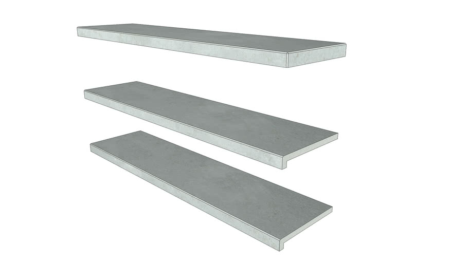 Silver Grey Porcelain Step 1194 x 290 with 40mm Downstand | 3D Warehouse