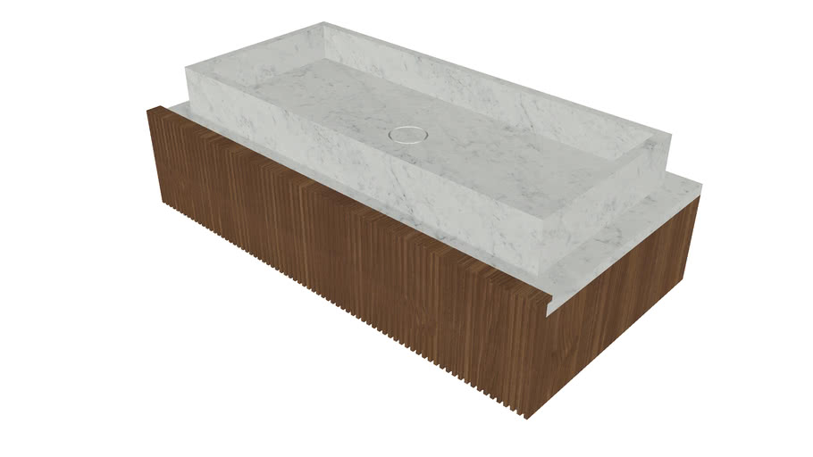 Wall-mounted Countertop Basin in Bianco Carrara Salvatori Adda 90x46x20 ...