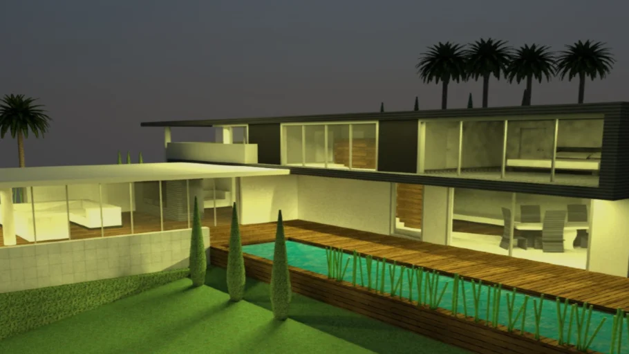 Modern House Night Version | 3D Warehouse