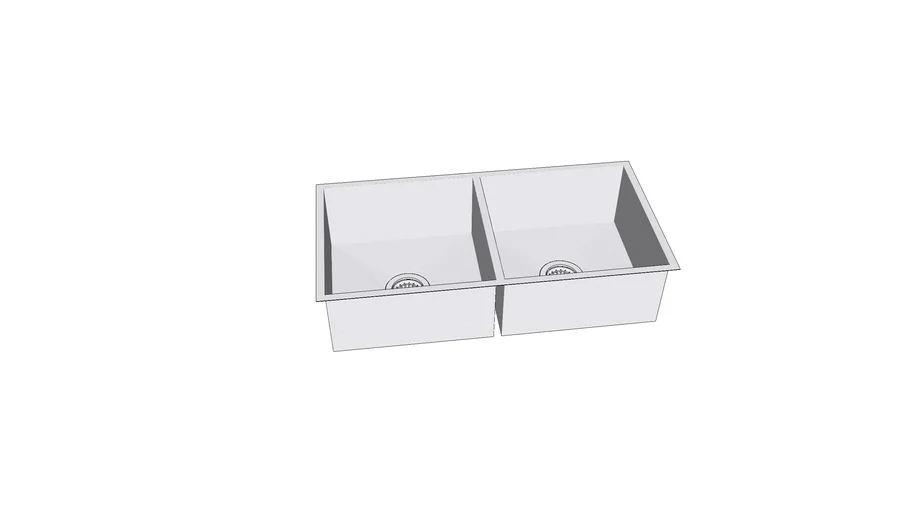 Cuba Dupla Inox Quadrada Gourmet Com Válvula 800 X 400 | 3D Warehouse