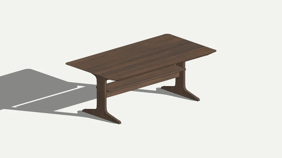 MUJI Living & dining table 2 Walnut wood | 3D Warehouse